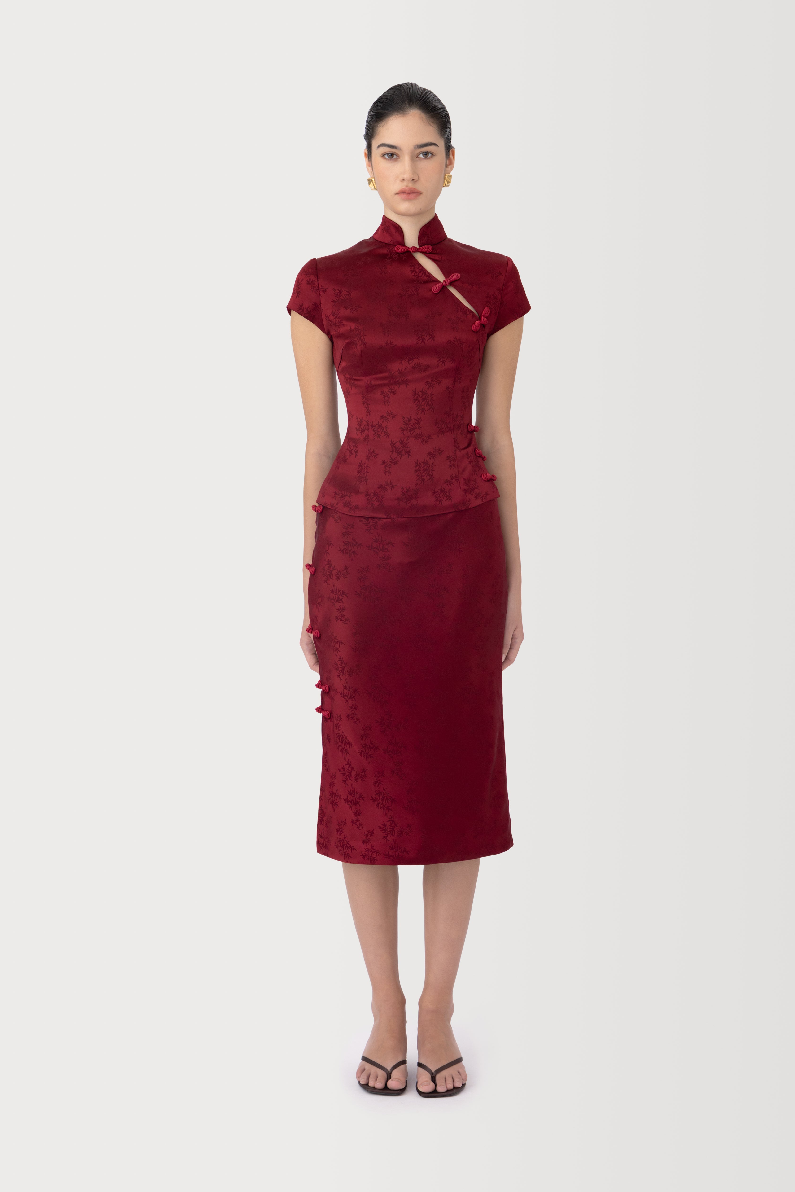 SAU LEE SAU LEE Ren Satin Jacquard Top